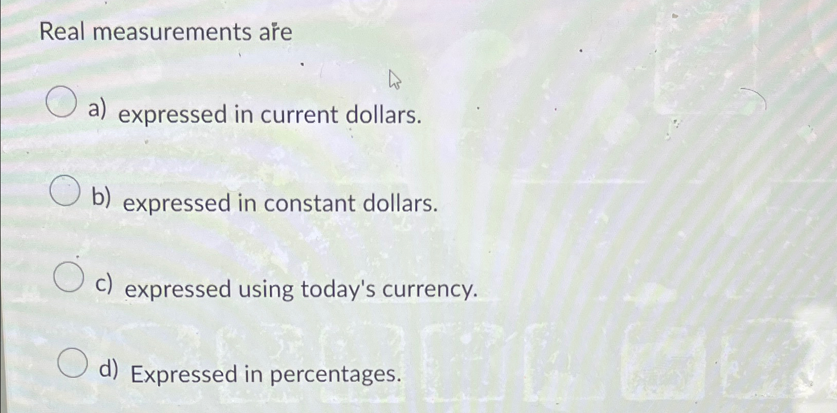 Solved Real measurements area) ﻿expressed in current | Chegg.com