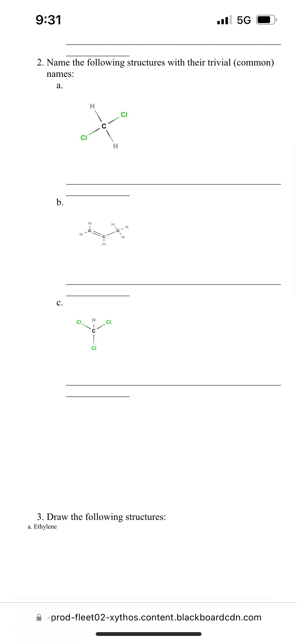 Solved 9:31.II 5G2. ﻿Name the following structures with | Chegg.com