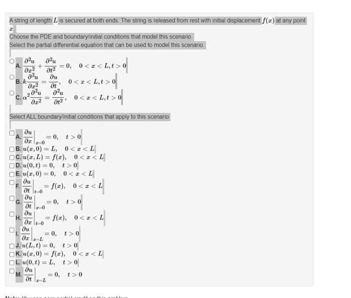Solved A string of length L is secured at both ends. The | Chegg.com