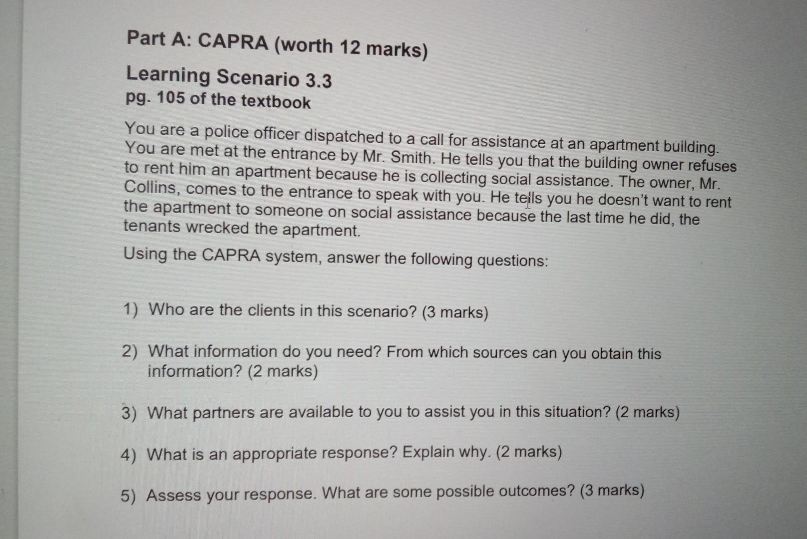 Learning Scenario 3.3 pg. 105 of the textbook You are | Chegg.com