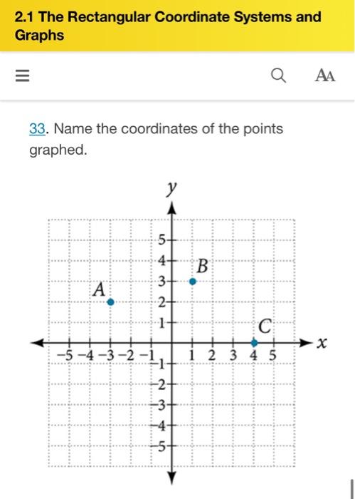 Solved 2.1 The Rectangular Coordinate Systems and Graphs 33. | Chegg.com
