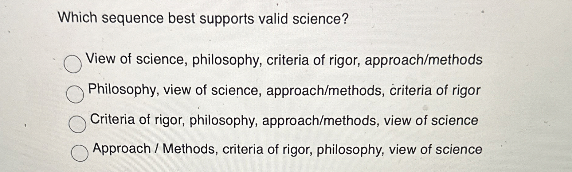Solved Which sequence best supports valid science?View of | Chegg.com