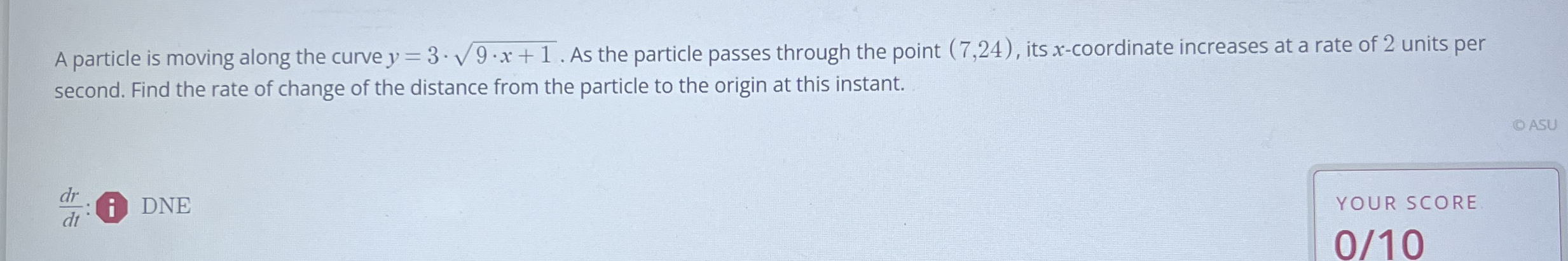 Solved A particle is moving along the curve y=3*9*x+12. ﻿As | Chegg.com