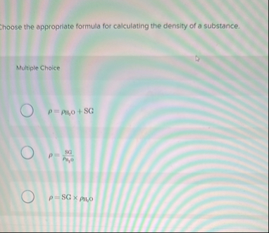 Solved Choose the appropriate formula for calculating the | Chegg.com