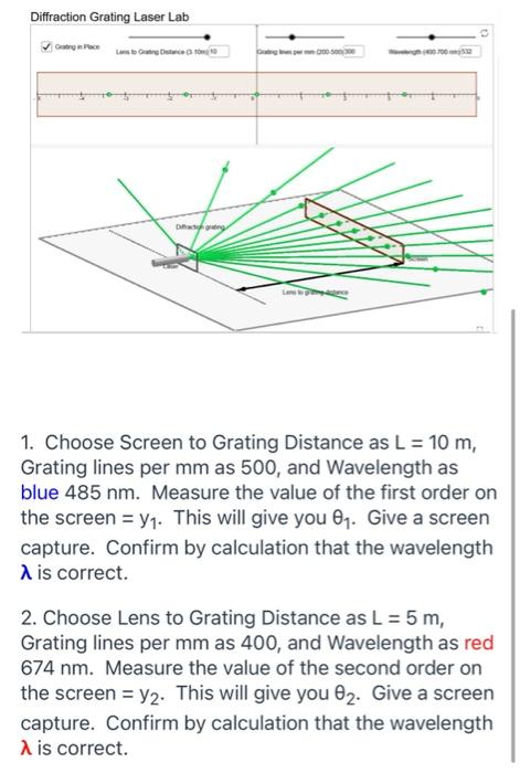 Solved Diffraction Grating Laser Lab 1. Choose Screen to | Chegg.com