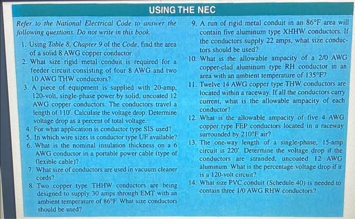 Solved Refer to the National Electrical Code to answer the | Chegg.com Solved Refer to the National Electrical Code to answer the | Chegg.com