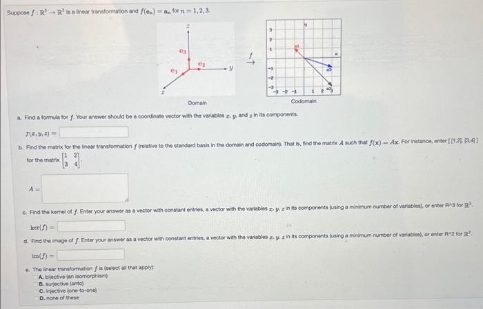 Solved Suppose f:R3→R2 in a linear transformation and | Chegg.com