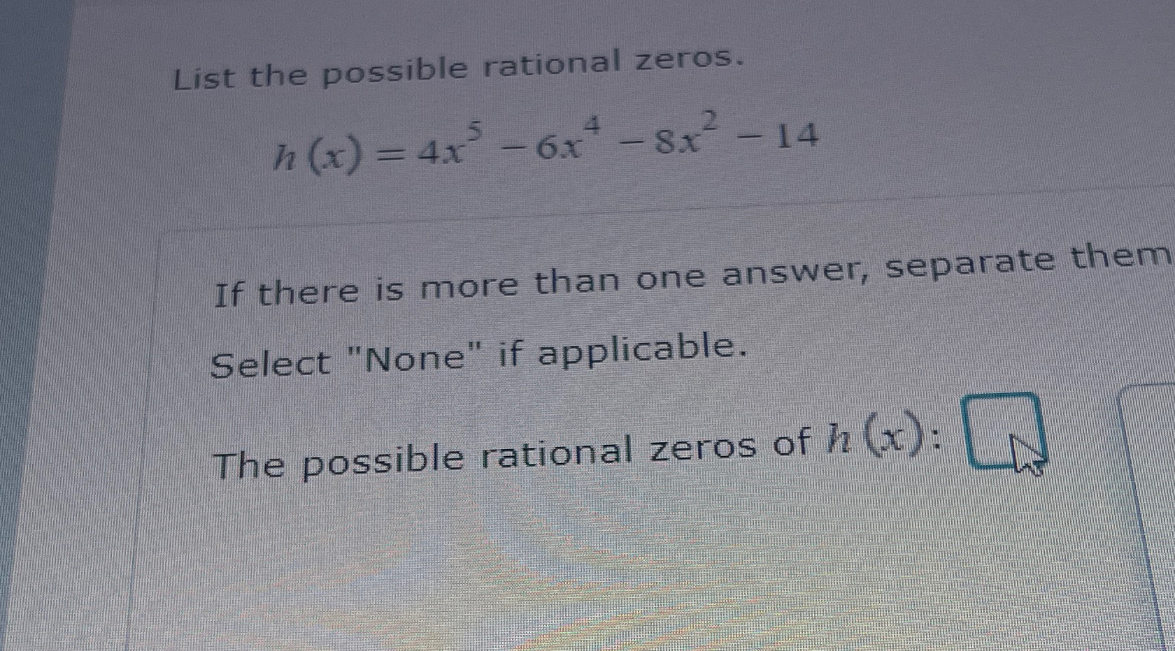 Solved List the possible rational | Chegg.com