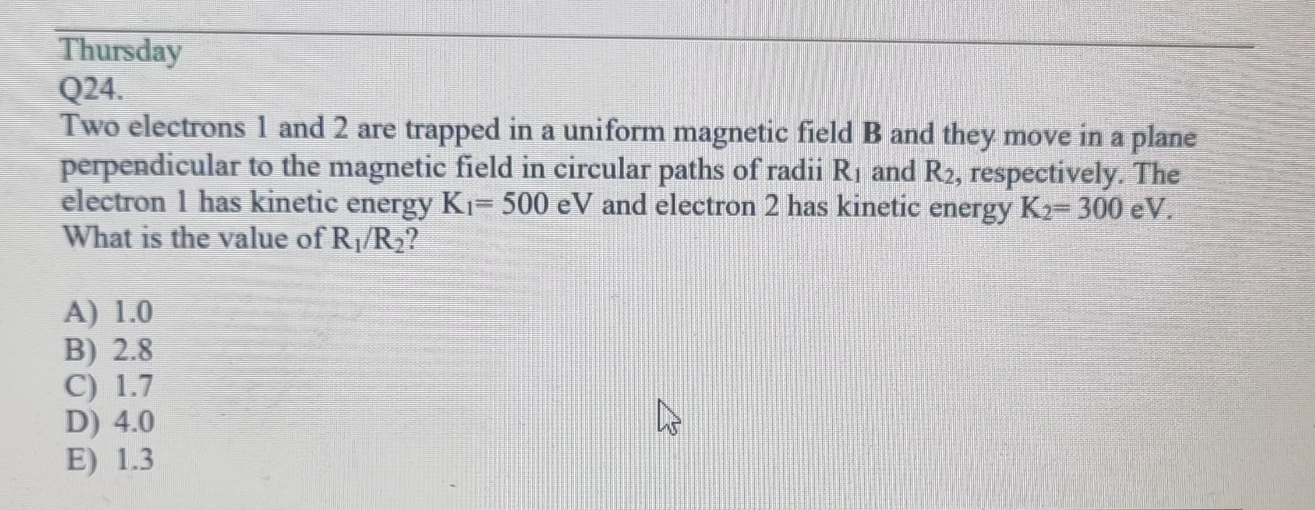 Solved Thursday Q24. Two electrons 1 and 2 are trapped in a | Chegg.com