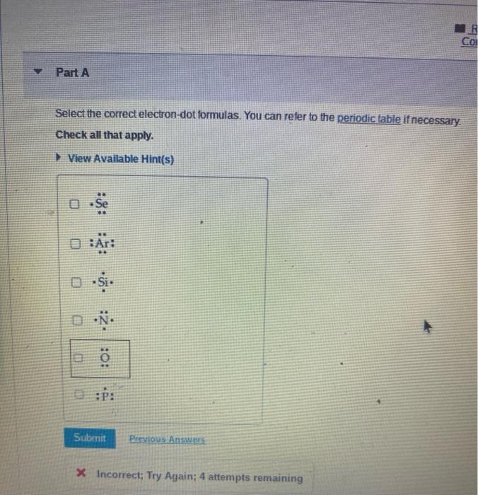 Solved Select the correct electron-dot formulas. You can | Chegg.com