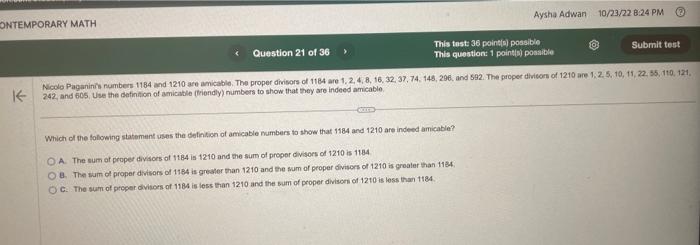 Solved 242 and 605 . Use the definition of amicable | Chegg.com
