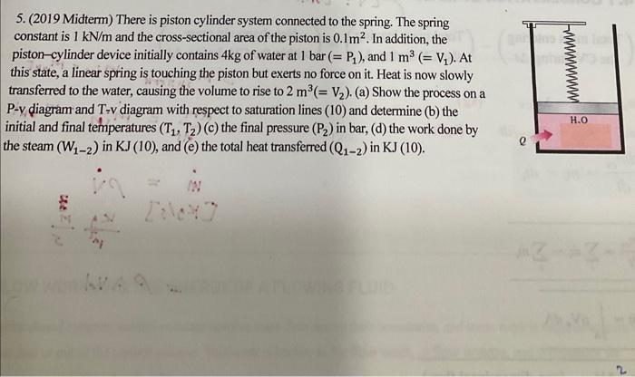Solved 5. (2019 Midterm) There is piston cylinder system | Chegg.com