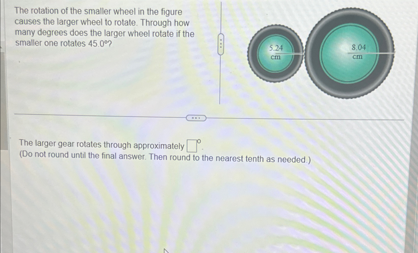 Solved The rotation of the smaller wheel in the figure | Chegg.com