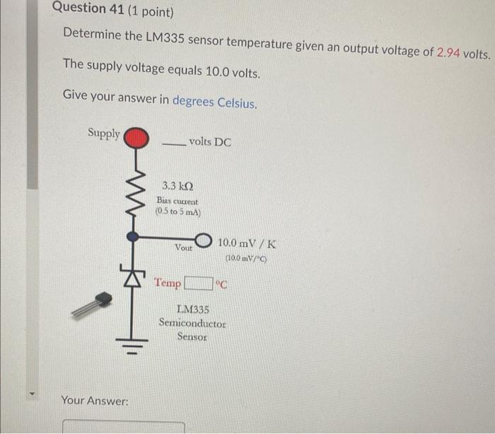 Solved Determine the LM335 sensor temperature given an | Chegg.com