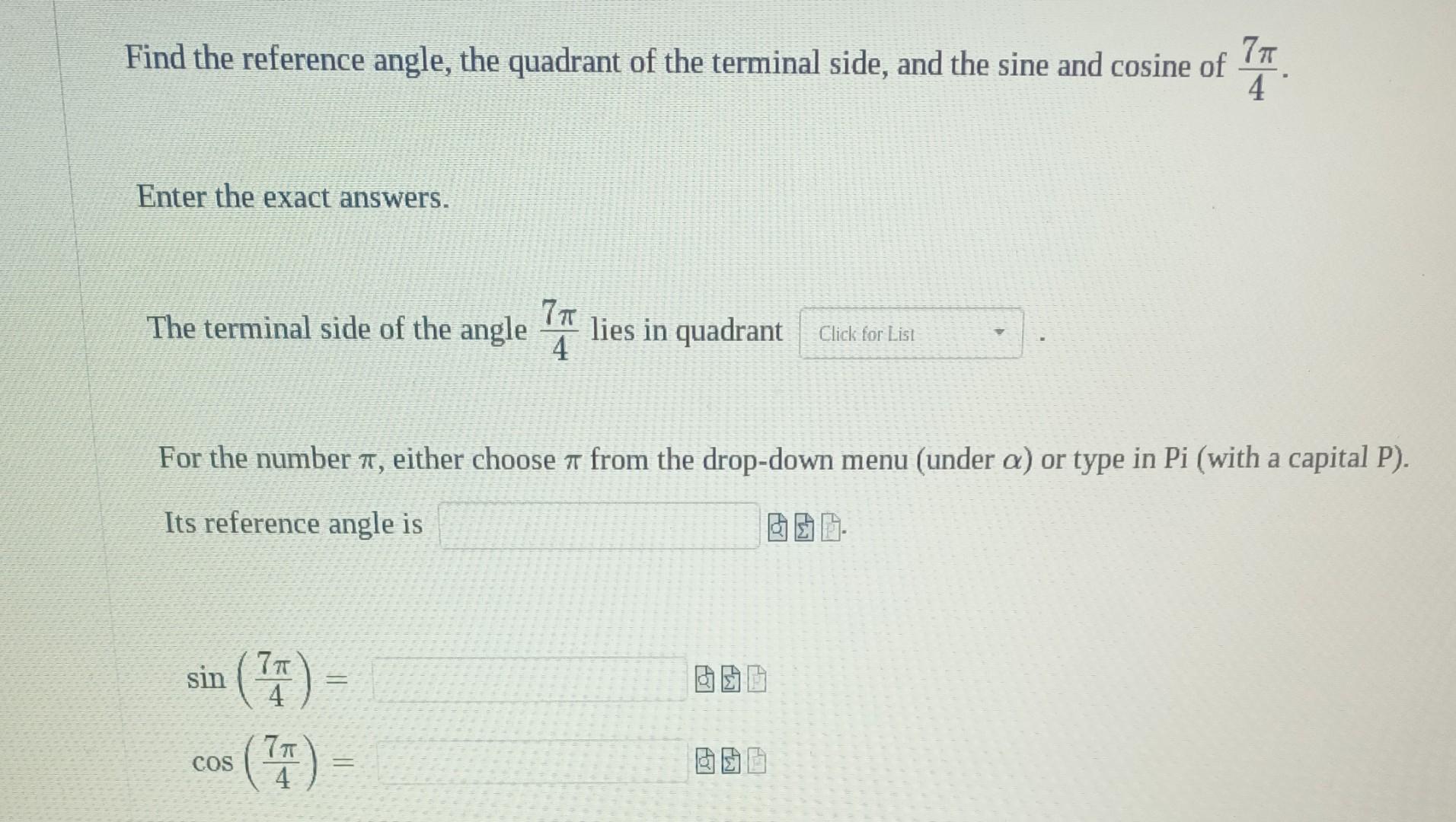 Solved Find the reference angle, the quadrant of the | Chegg.com