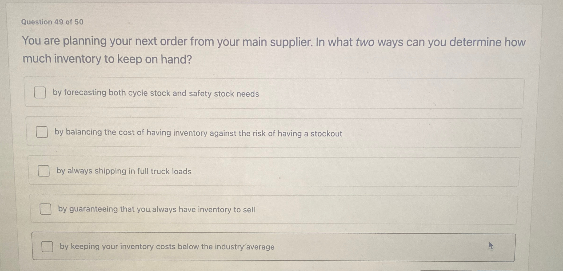 Solved Question 49 ﻿of 50You are planning your next order | Chegg.com