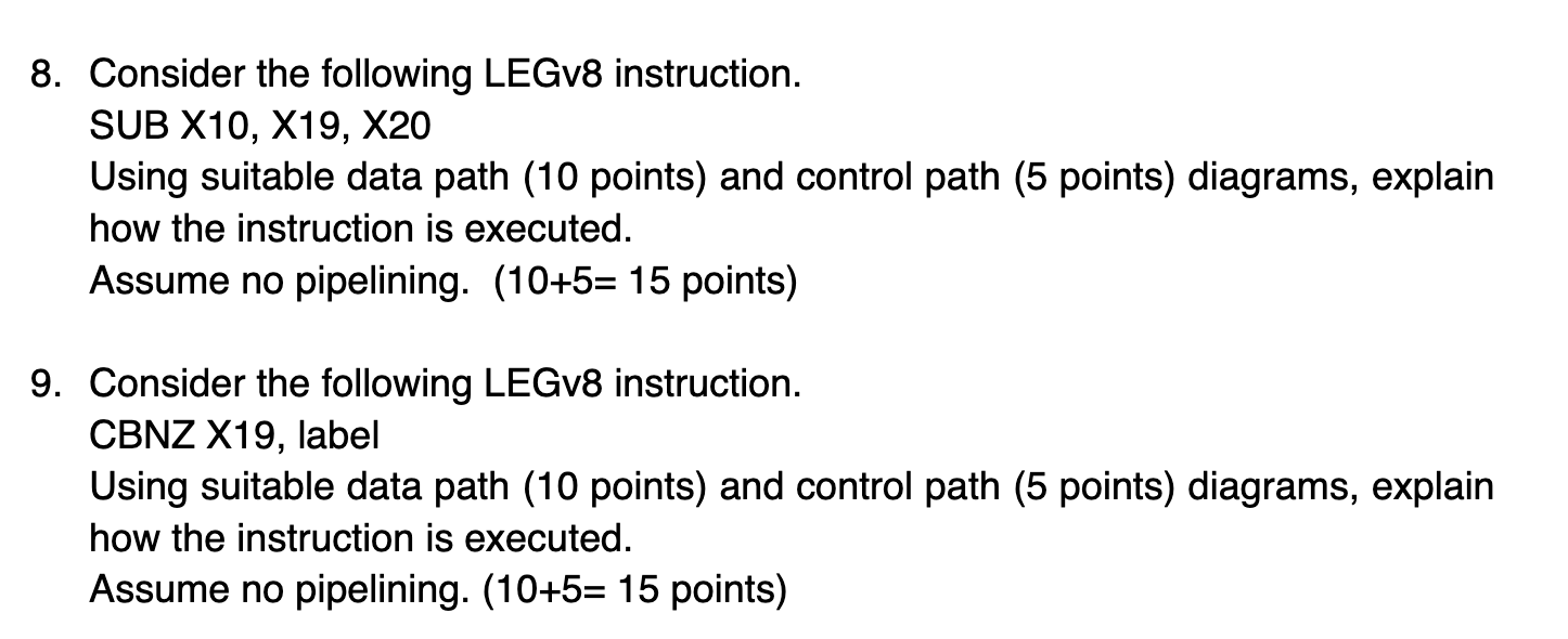Solved 8. ﻿Consider the following LEGv8 ﻿instruction. SUB | Chegg.com