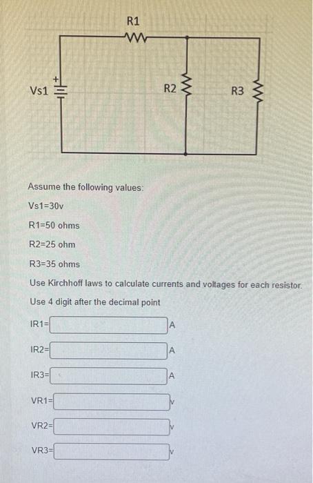 Solved Assume the following values: Vs1 30v R1=50ohms | Chegg.com