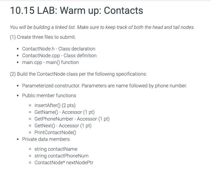 Solved 1015 Lab Warm Up Contacts You Will Be Building A 