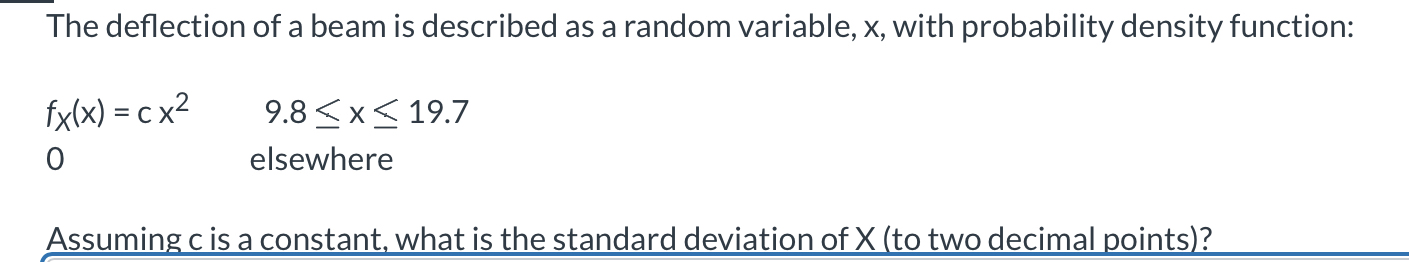 Solved The deflection of a beam is described as a random | Chegg.com