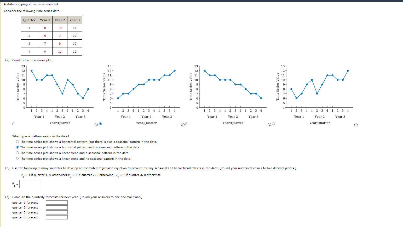 Solved Consider the following time series data.(a) | Chegg.com