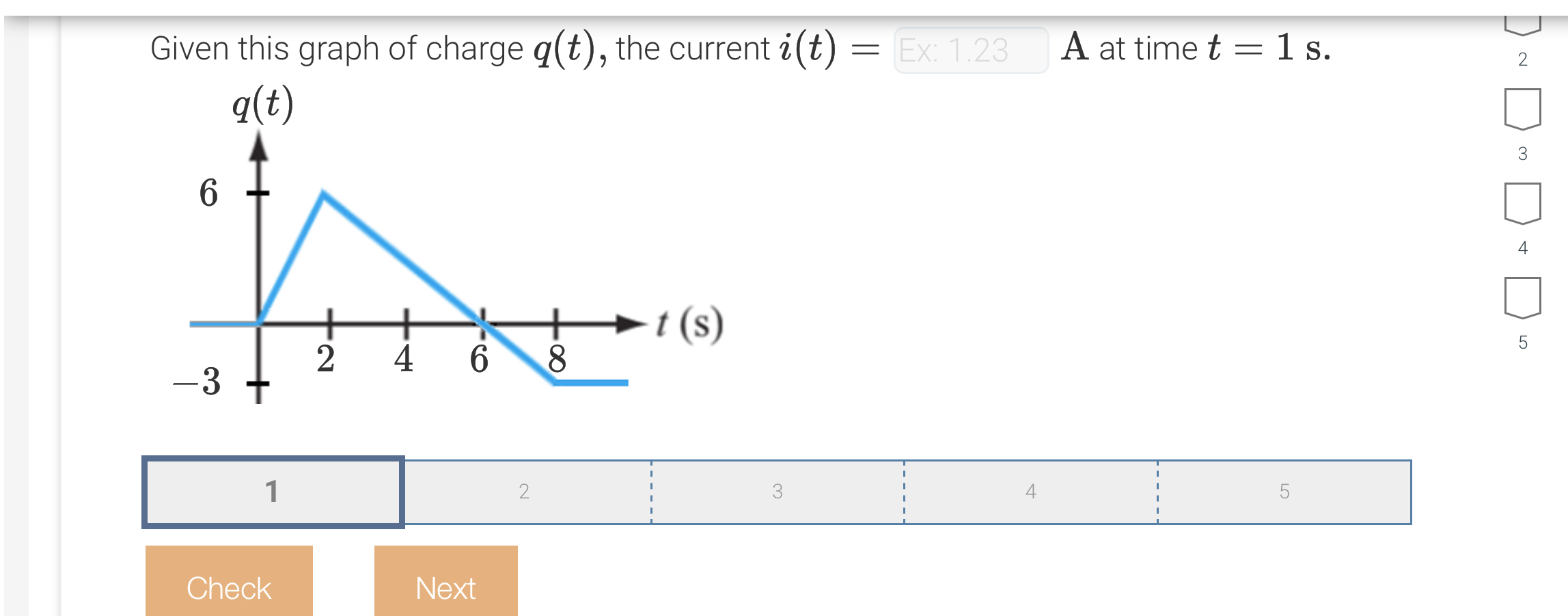 Solved Given this graph of charge q(t), ﻿the current i(t)=A | Chegg.com