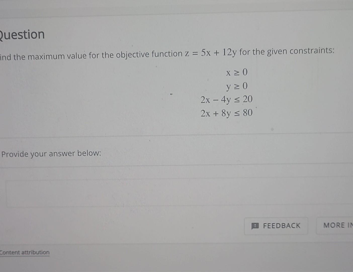 Solved Ind The Maximum Value For The Objective Function