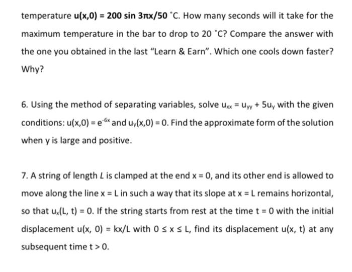 Solved 1. Find the displacement u(x,t) for the string of | Chegg.com
