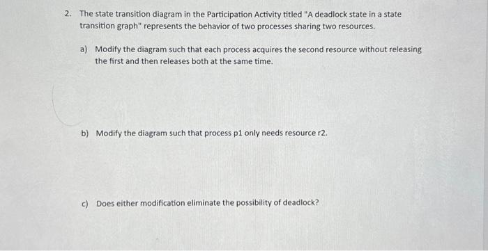Solved 8,1.8: A deadlock state in a state transition | Chegg.com