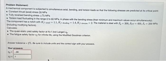 Solved Problem Statement: A mechanical component is | Chegg.com