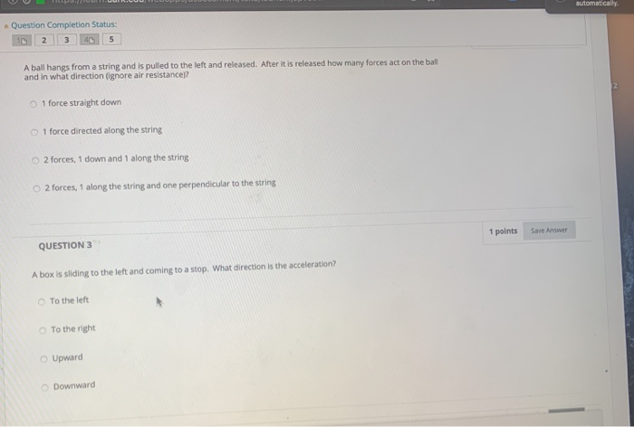 Solved automatically Question Completion Status: 3 5 A ball | Chegg.com