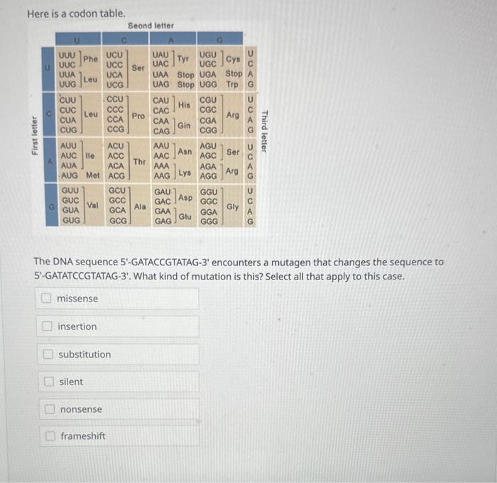 Dna Codon Table | Cabinets Matttroy