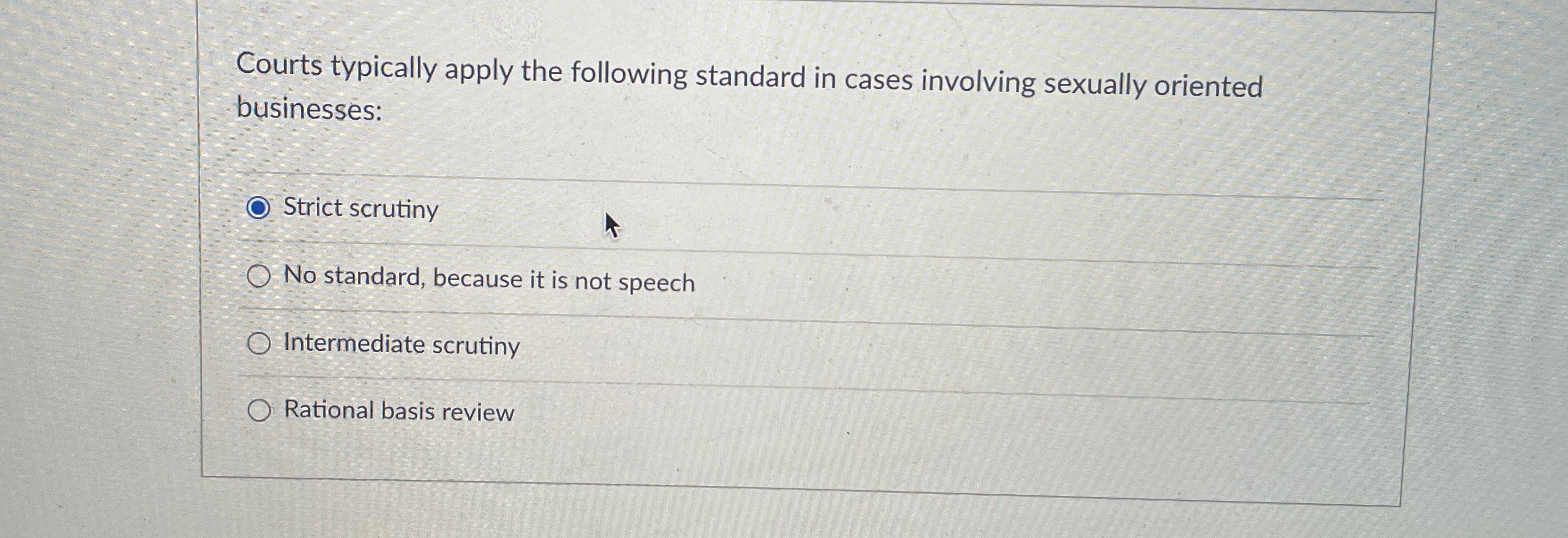 Solved Courts typically apply the following standard in | Chegg.com