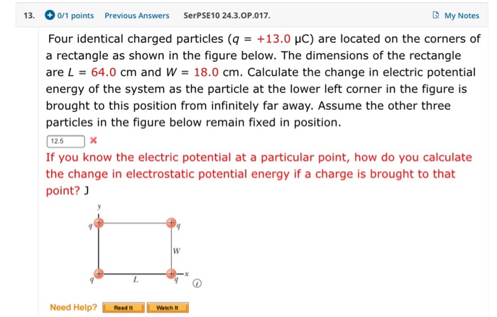 Solved 13. 0/1 points Previous Answers SerPSE10 24.3.OP.017. | Chegg.com