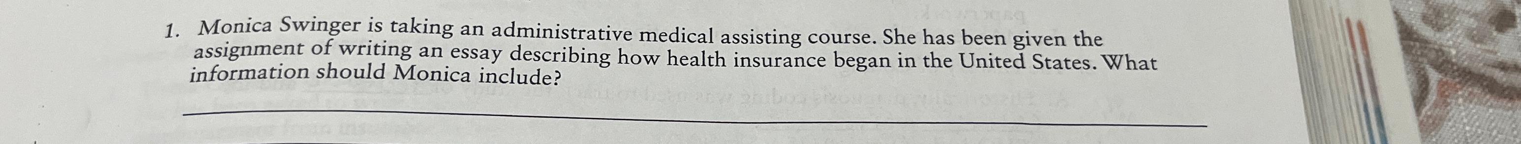 Solved Monica Swinger is taking an administrative medical | Chegg.com
