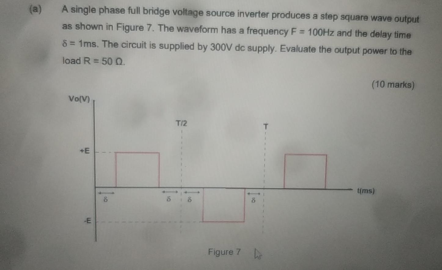 Solved A single phase full bridge voltage source inverter | Chegg.com