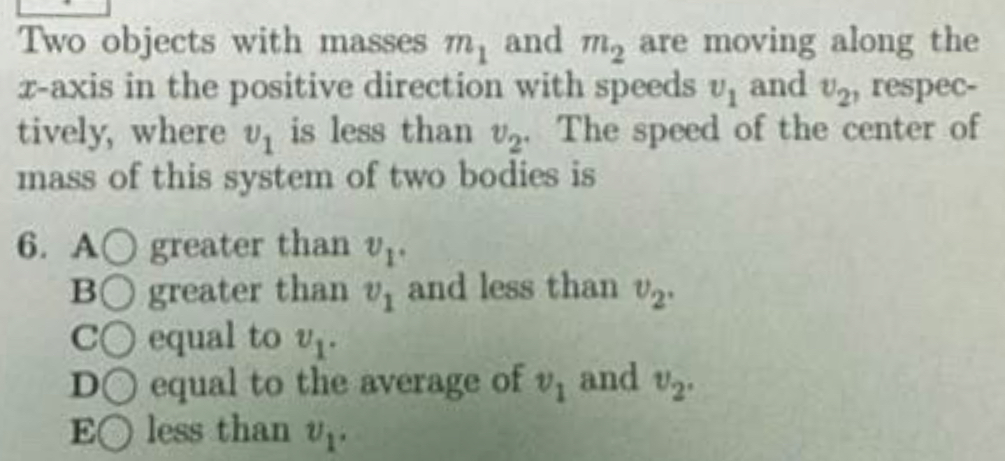 Solved Two objects with masses m1 ﻿and m2 ﻿are moving along | Chegg.com
