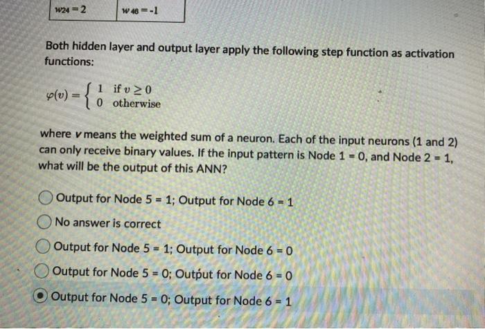 Solved Following diagram shows a simple artificial neural | Chegg.com