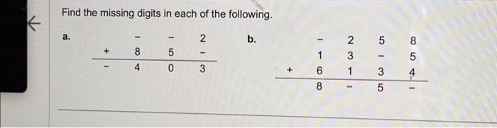 Solved Find the missing digits in each of the following. a. | Chegg.com