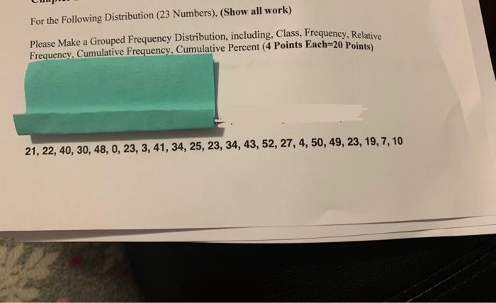 Solved For the following Distribution (23 Numbers), (Show | Chegg.com
