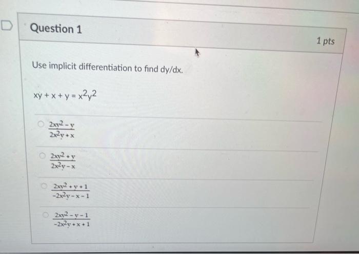 Solved Use implicit differentiation to find dy/dx. | Chegg.com