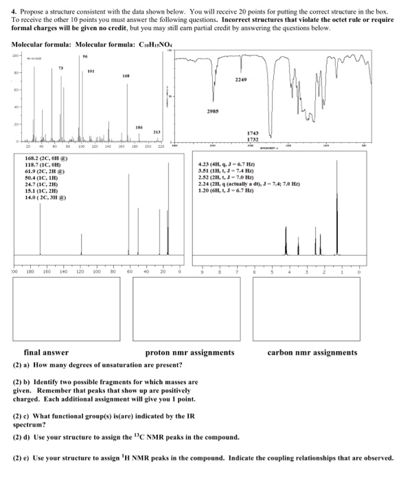 Solved 4. Propose a structure consistent with the data shown | Chegg.com