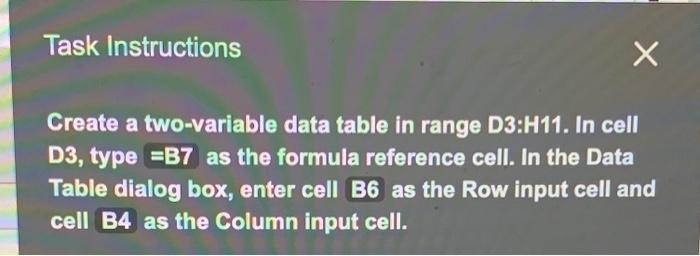 Solved Task Instructions Х Create a two-variable data table | Chegg.com