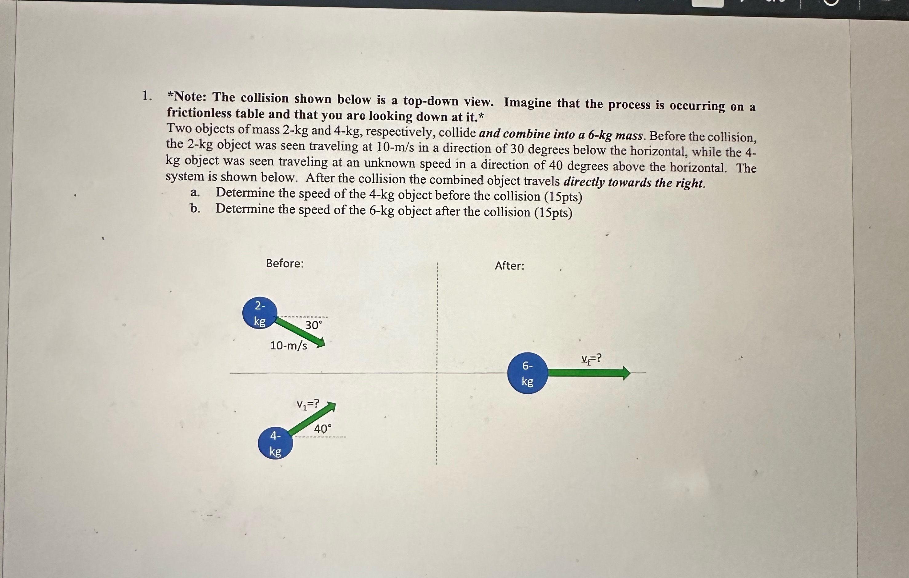 Solved Two Objects Of Mass 2 Kg ﻿and 4 Kg ﻿respectively