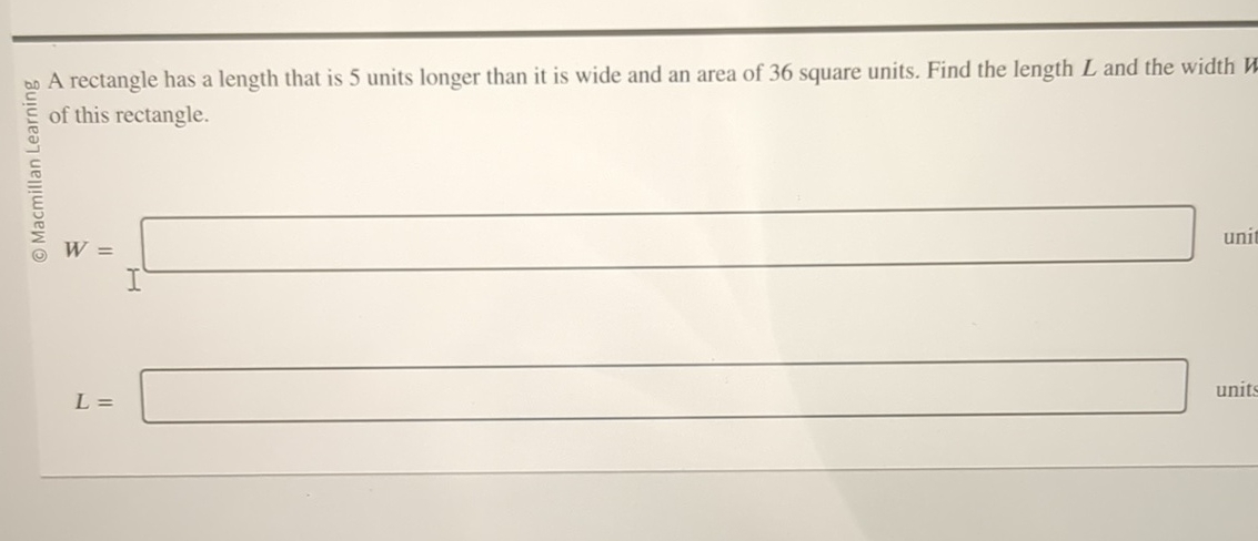 Solved A rectangle has a length that is 5 ﻿units longer than | Chegg.com