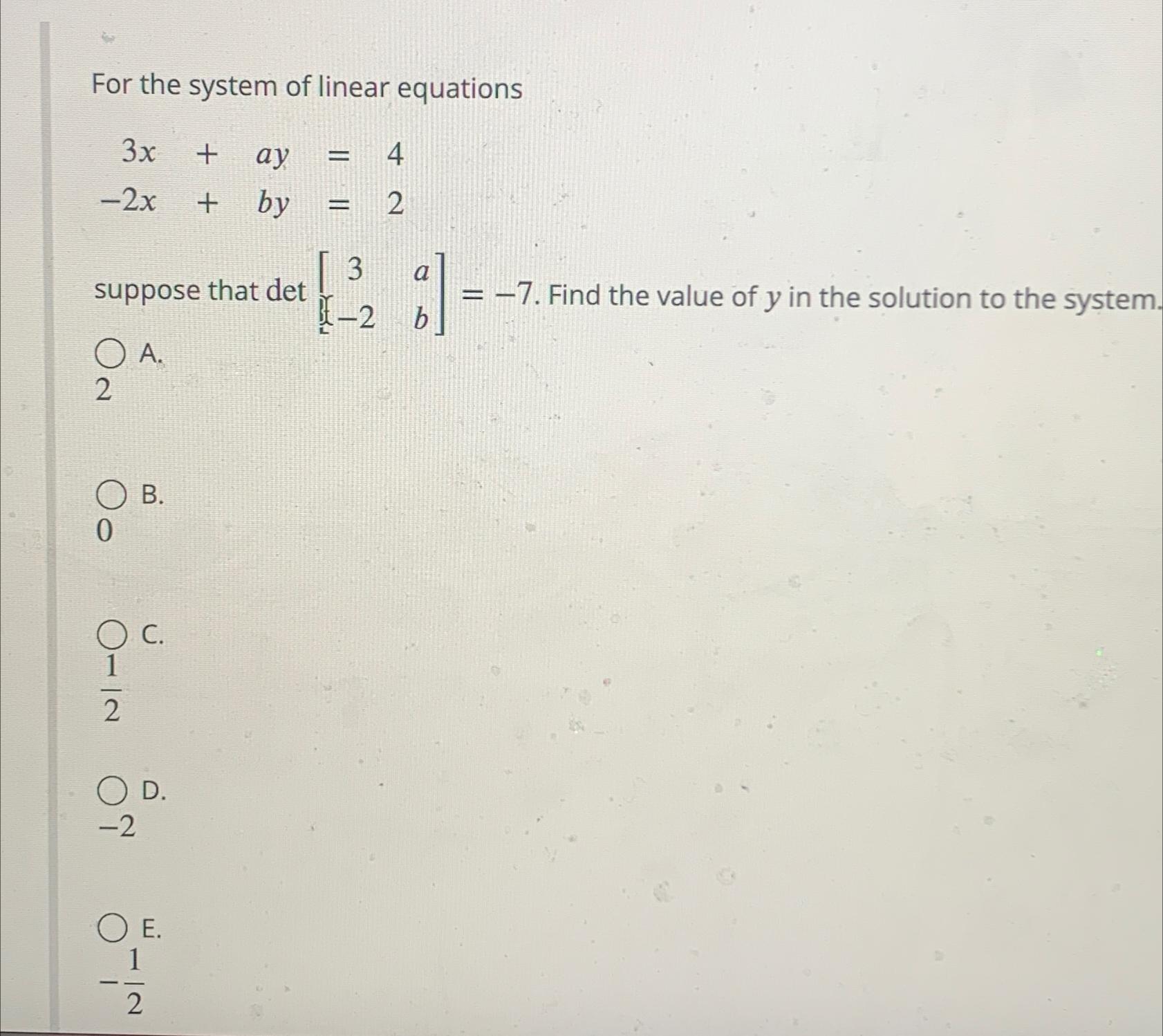 Solved For the system of linear | Chegg.com