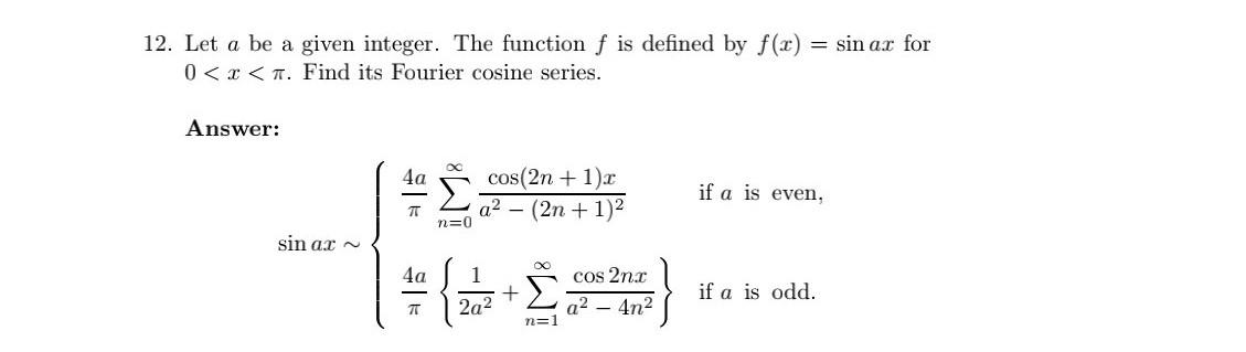 Solved 12. Let a be a given integer. The function f is | Chegg.com