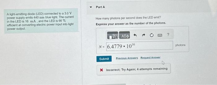 Solved A light-emitting diode (LED) connected to a 3.0 V | Chegg.com