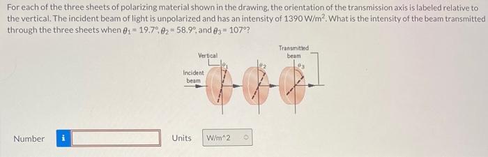 Solved For each of the three sheets of polarizing material | Chegg.com