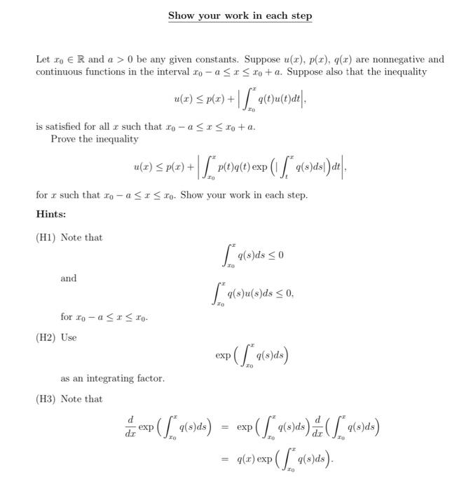 Solved Show your work in each step Let x0∈R and a>0 be any | Chegg.com